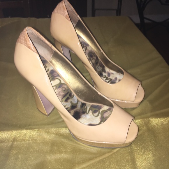 Sam Edelman | Shoes | Sam Edelman Tan Leather Platform Heel Size 95m ...